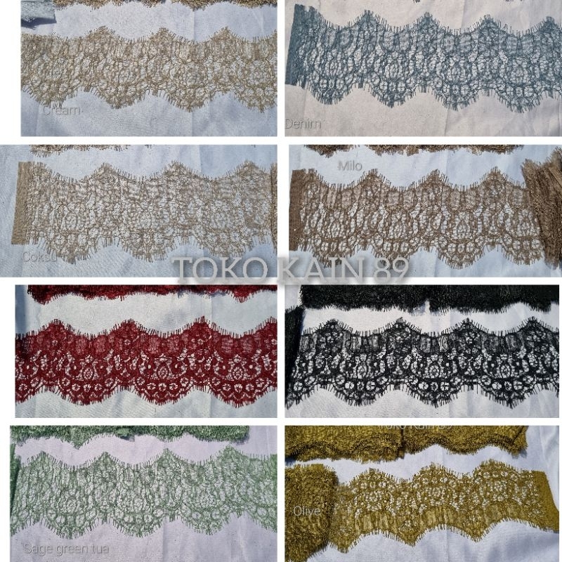 Jual Renda Kain Brokat Pinggiran / Lace Shriming / Renda Paris / Renda ...