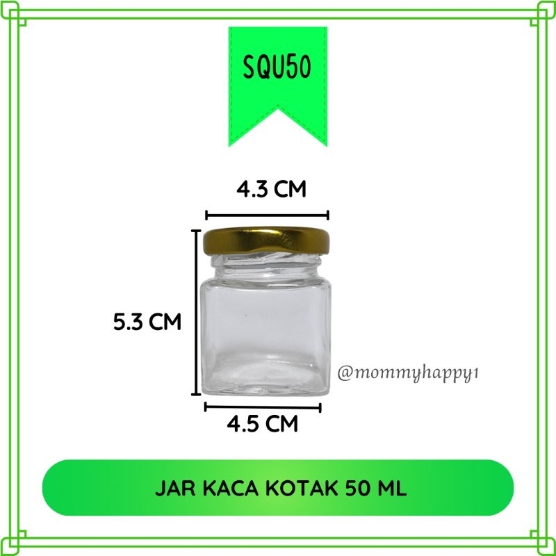 Jual (6 pcs) Mini Jar Pot / Toples Botol Kaca Kotak Ukuran 50 ml ...