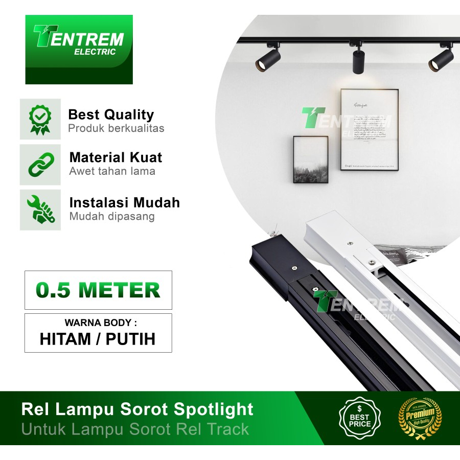 Jual Rel Track Lampu Sorot Rell Spotlight 0.5 Meter 50 CM Hitam Putih ...