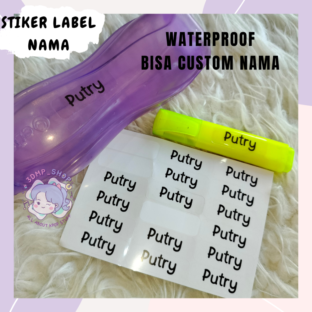 Jual Label nama anti air stiker waterproof POLOS TRANSPARAN Custom ...