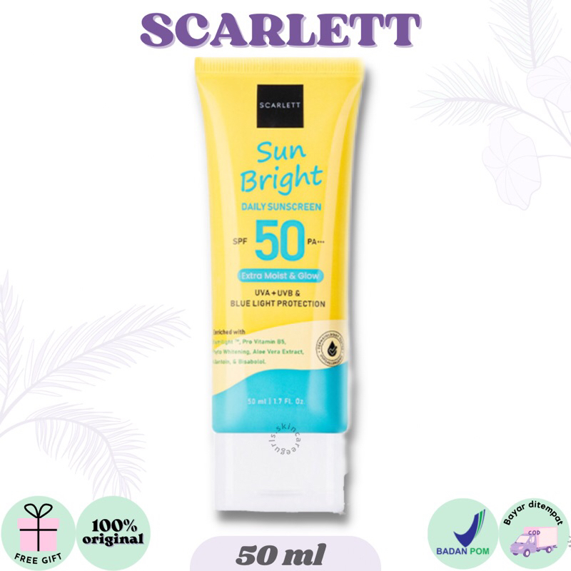 Jual Scarlett Sun Bright Daily Sunscreen SPF 50 PA+++ | 50 ml | Shopee Indonesia