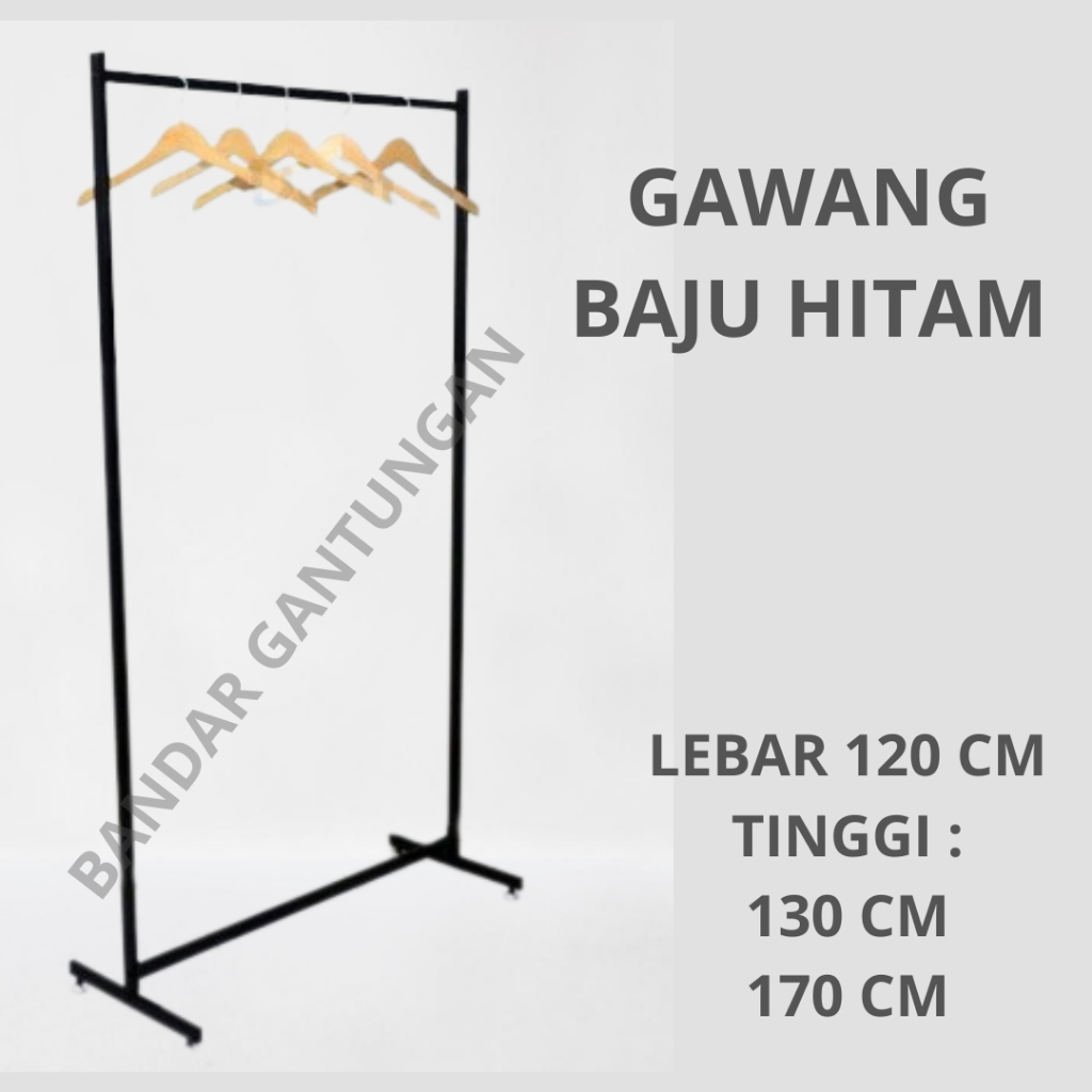 Jual Gawang Baju Gamis Rak Baju Standing Baju Besi Hitam Hanger Besi ...