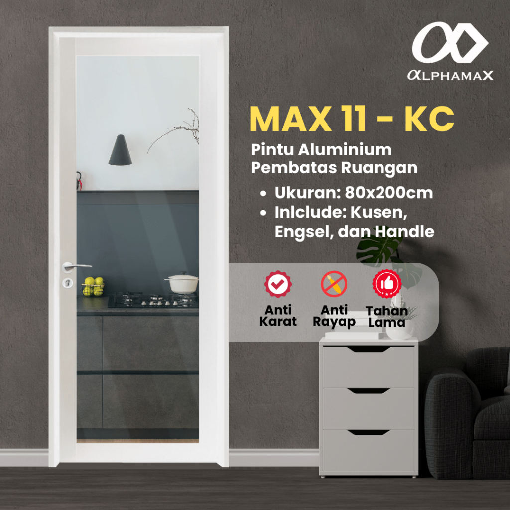 Jual ALPHAMAX Max 11-KC Pintu Rumah Pintu Kantor Pintu Gudang Pintu Aluminium Kaca Polos Clear ...