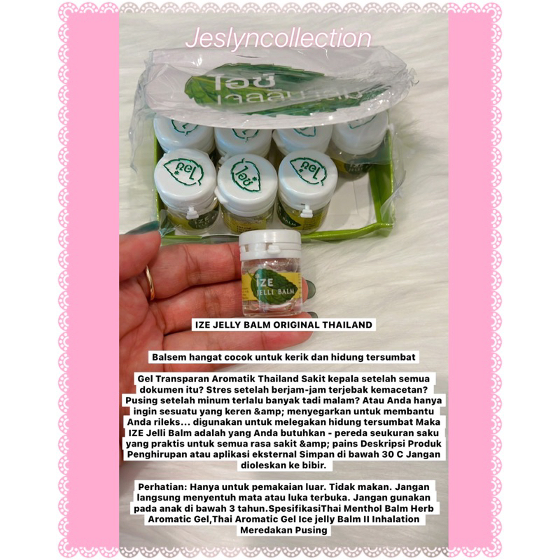Jual IZE JELLY BALM ORIGINAL THAILAND / BALSEM ORIGINAL THAILAND ...