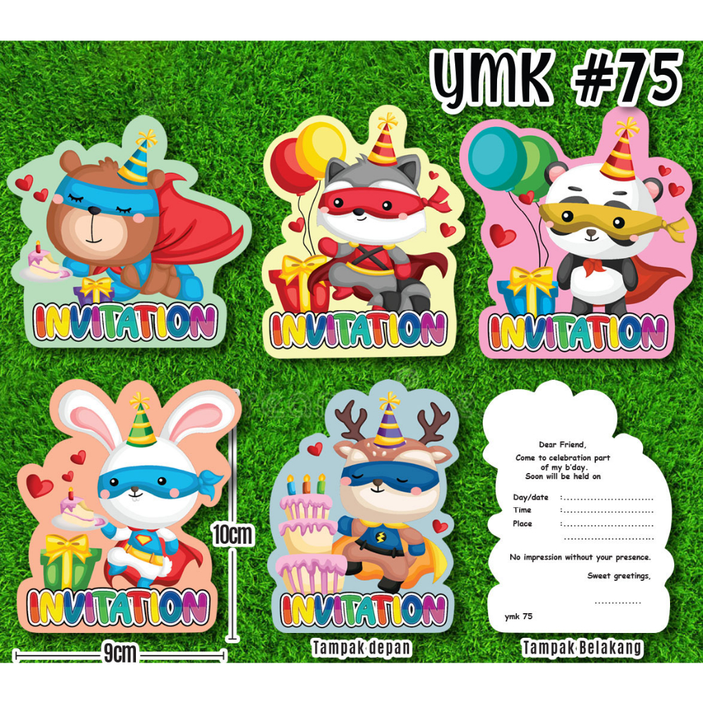 Jual YMK 75| Undangan Ulang Tahun Anak| Birthday Invitation Card (1 Pak ...