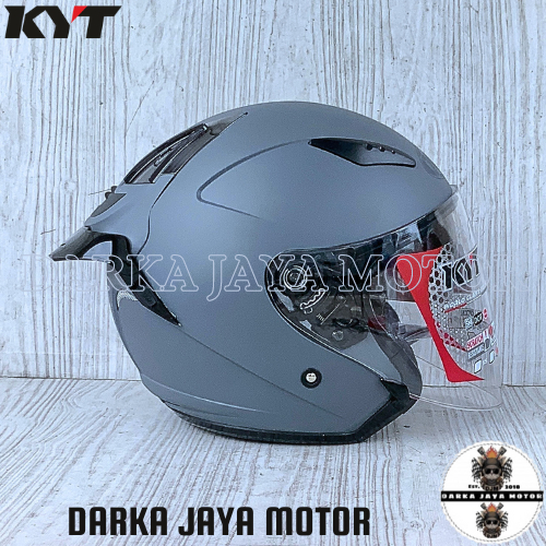 Jual HELM KYT GALAXY FLAT R MATT GORILLA GREY DOFF| KYT HALF FACE DOUBLE VISOR | PAKET GANTENG ...