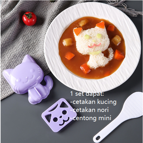 Jual GrosirMart Cetakan Nasi Bento Set 3D Bentuk Kartun Kucing Panda ...