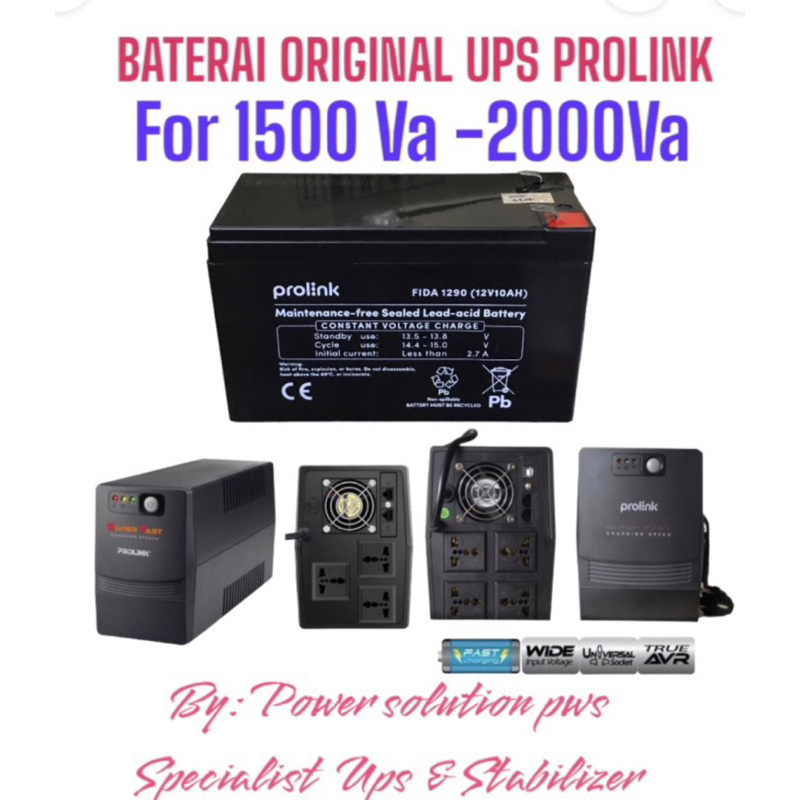 Jual Battery Ups Prolink 12V 10Ah Baterai Prolink Fida 1290 Original ...