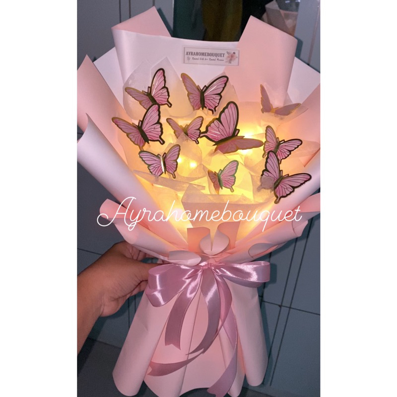 Jual [BUTTERFLY] Bouquet Buket Bunga Kupu-Kupu LED Lampu For Gift ...