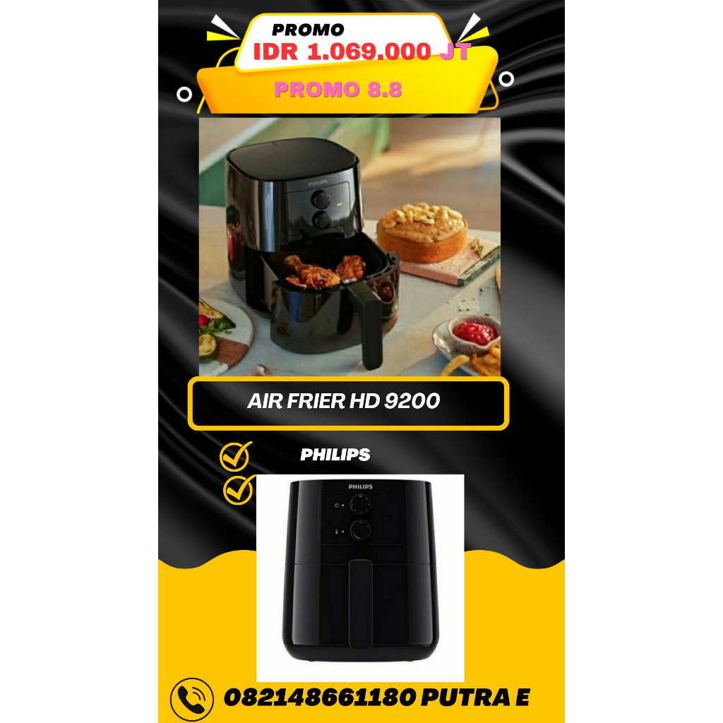Jual AIRFRYER PHILIPS Essential COMPACT HD9200 /90 HD 9200 AIR FRYER FRIER PHILIPS | Shopee ...