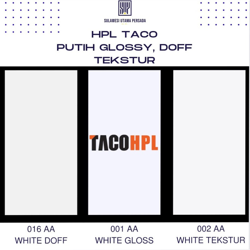 Jual hpl warna putih doff, gloss, tekstur TACO | Shopee Indonesia