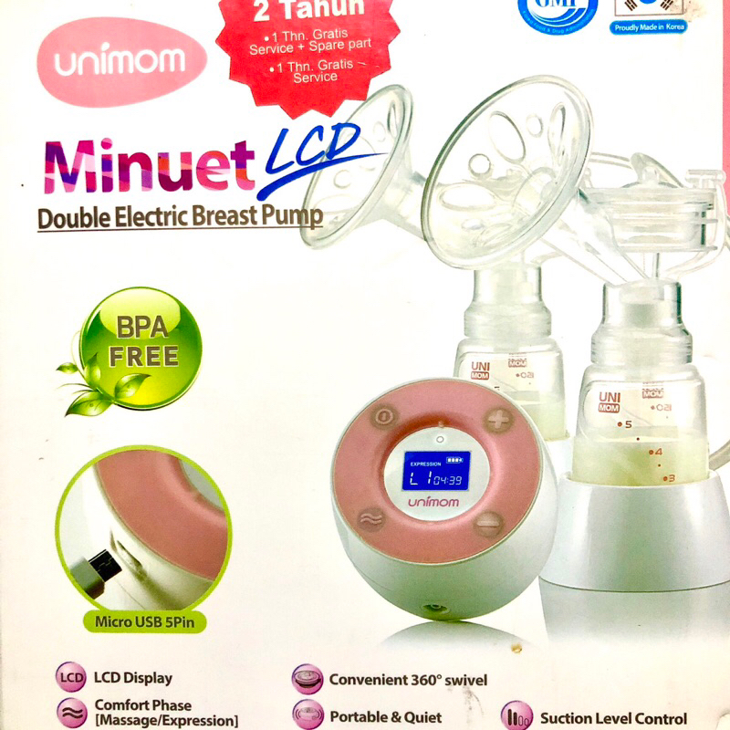 Jual Pompa Asi Elektrik / Double Electric Breast Pump Unimom Minuet ...