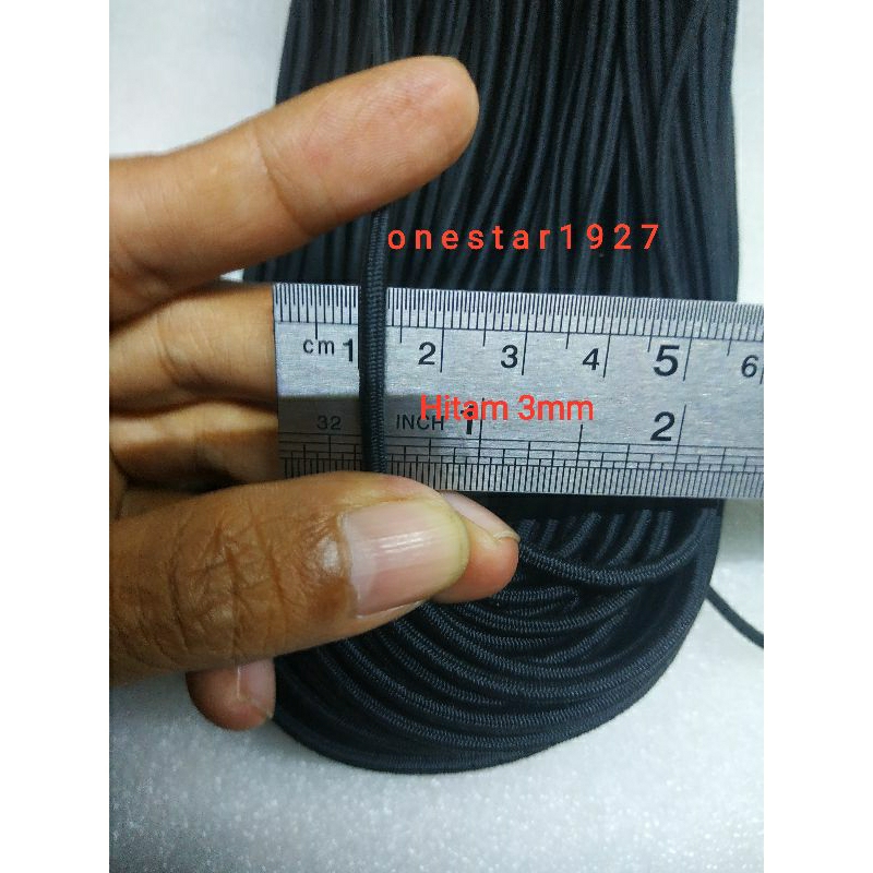 Jual Tali karet elastis string bulat 3mm hitam (10 meter) | Shopee ...