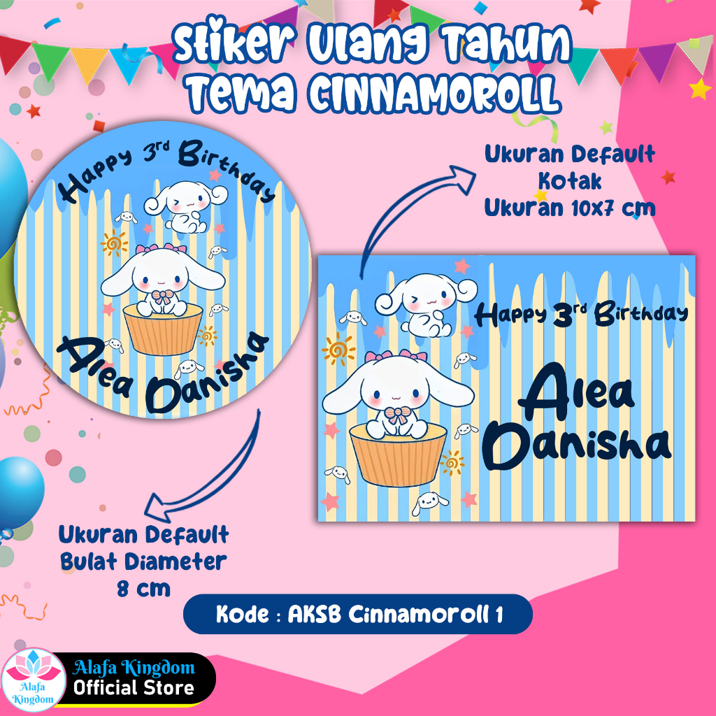 Jual Alafakingdom Stiker Ulang Tahun Label Birthday Cinnamoroll Stiker ...