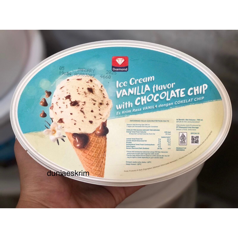 Jual Diamond Ice Cream Vanilla with Choco Chip 700ml | Shopee Indonesia
