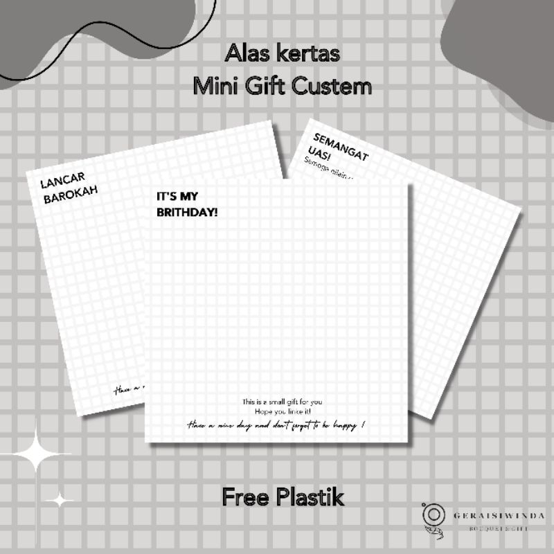 Jual KERTAS MINI GIFT CUSTEM FREE PLASTIK | Shopee Indonesia