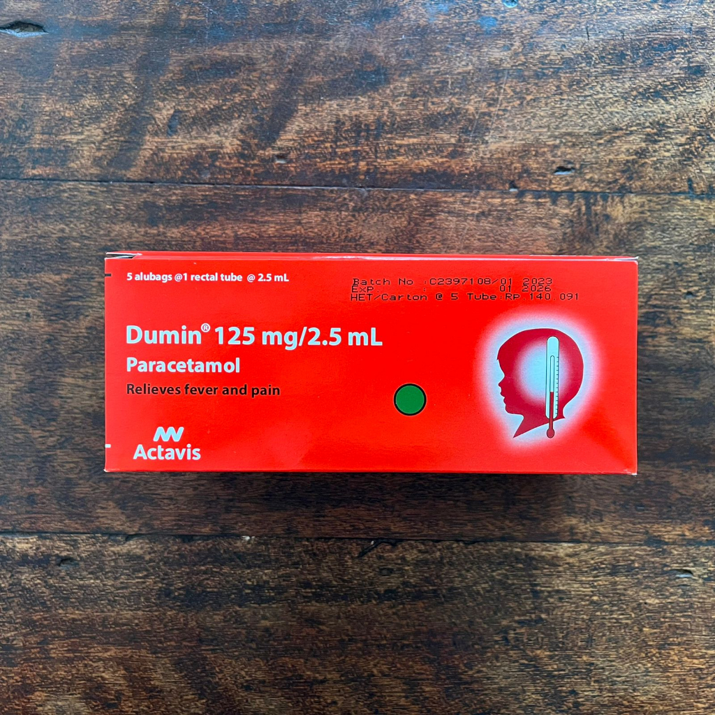 Jual Dumin 125 Mg / 2,5 Ml Obat Demam Paracetamol Box Isi 5 Rectal Tube ...