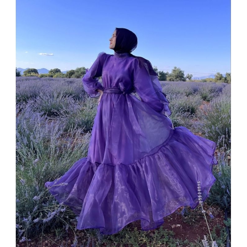 Jual Dres Organza Ruffle/organza gaun/ gamis kondangan | Shopee Indonesia