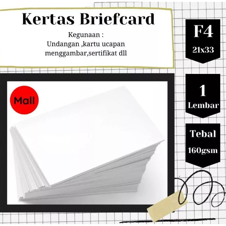 Jual Kertas Brief Card / BC 160gsm putih | Shopee Indonesia