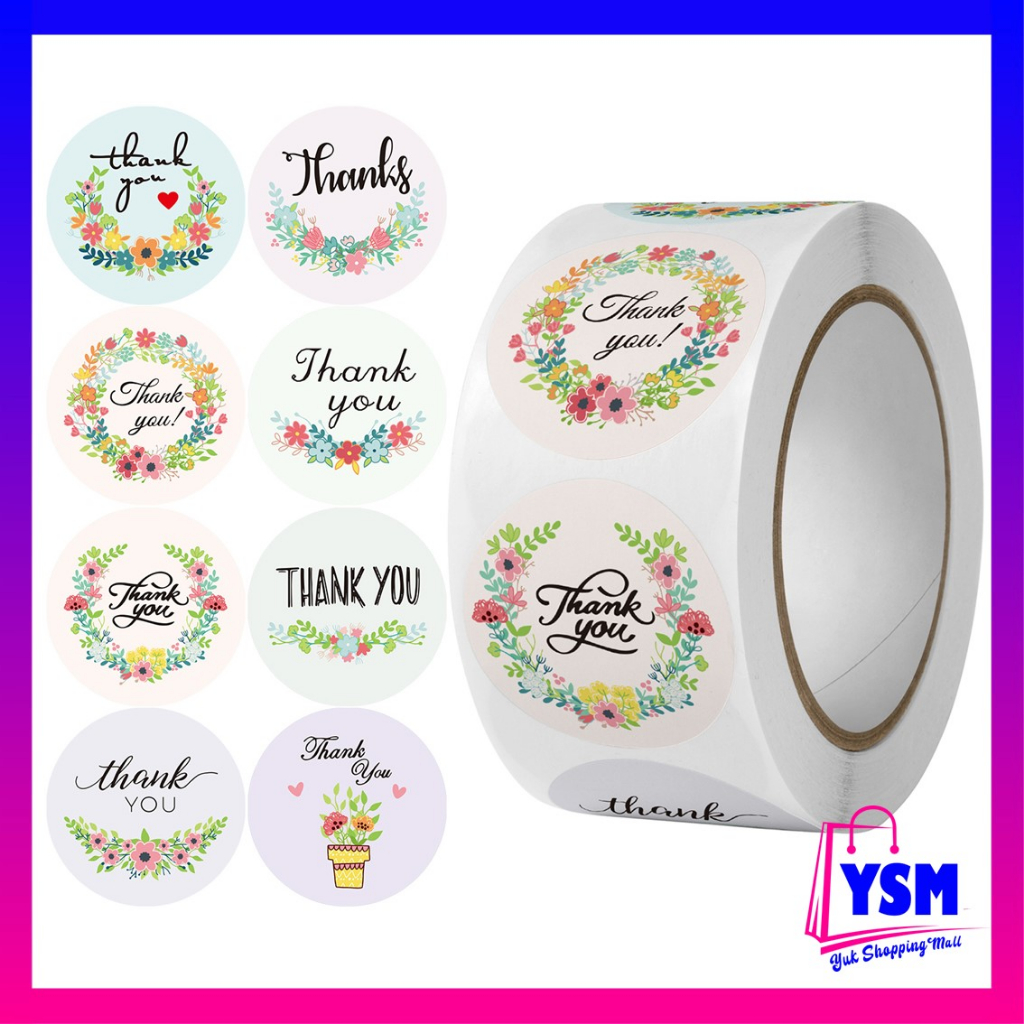 Jual YSM Sticker Thank You Roll Isi 500 Pcs Stiker Terima Kasih Warna ...