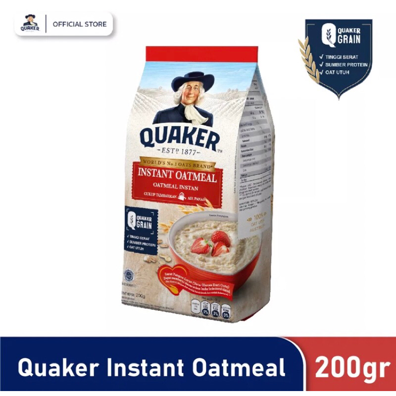 Jual QUAKER Instant Oatmeal 200 gram Merah | Shopee Indonesia