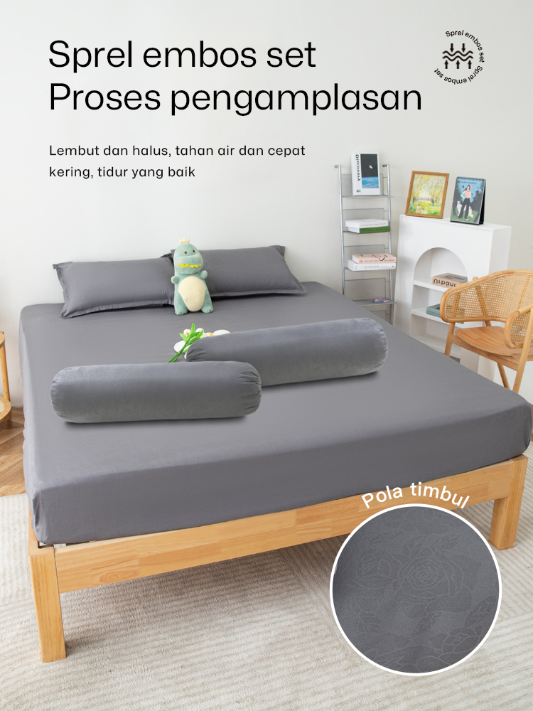 Jual King Sleep Sprei Embos set Timbul Tinggi 25cm Polyester Sprei Polos Bahan Adem dan Lembut ...