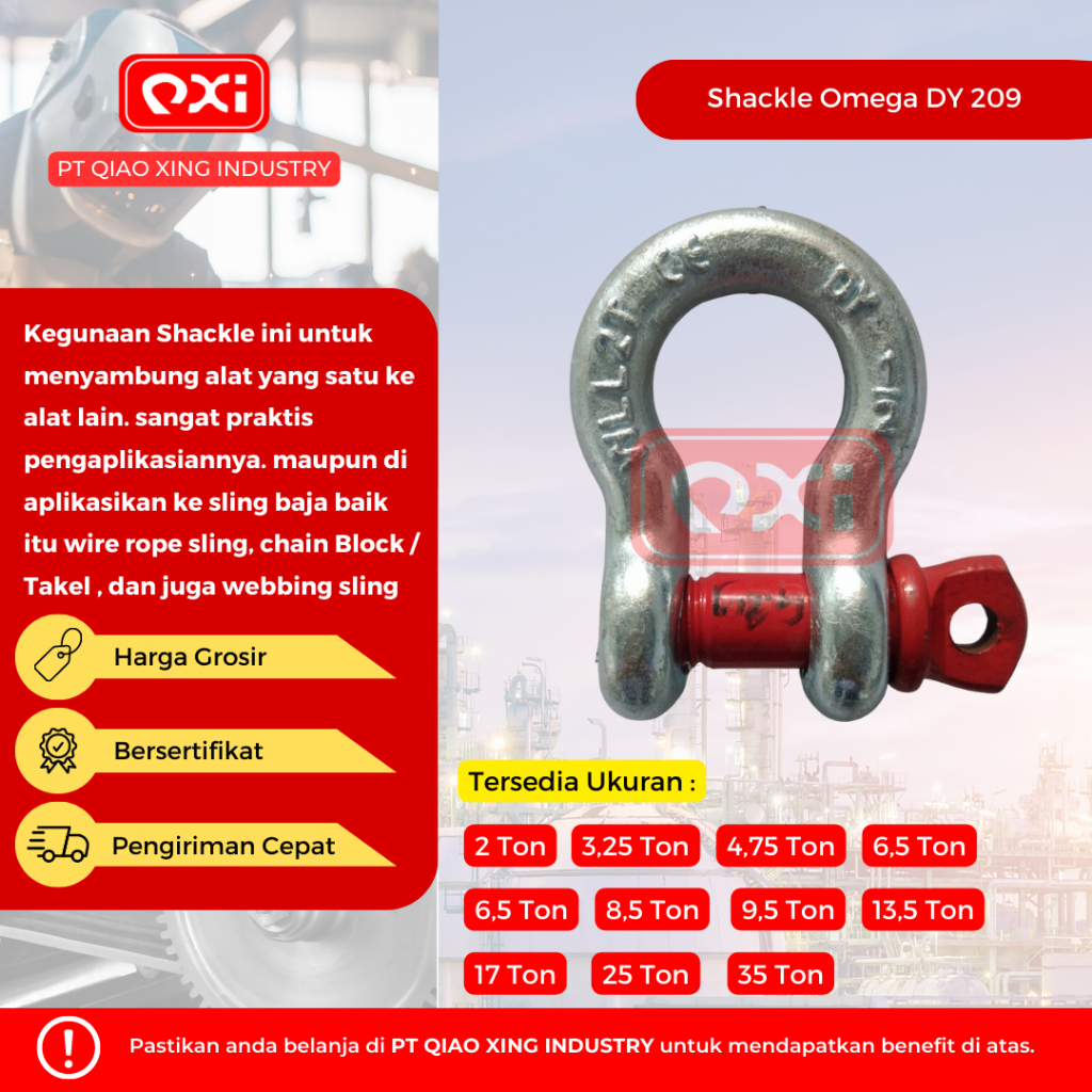 Jual Bow Shackle Omega / Segel Screw Pin DY209 35 TON | Shopee Indonesia