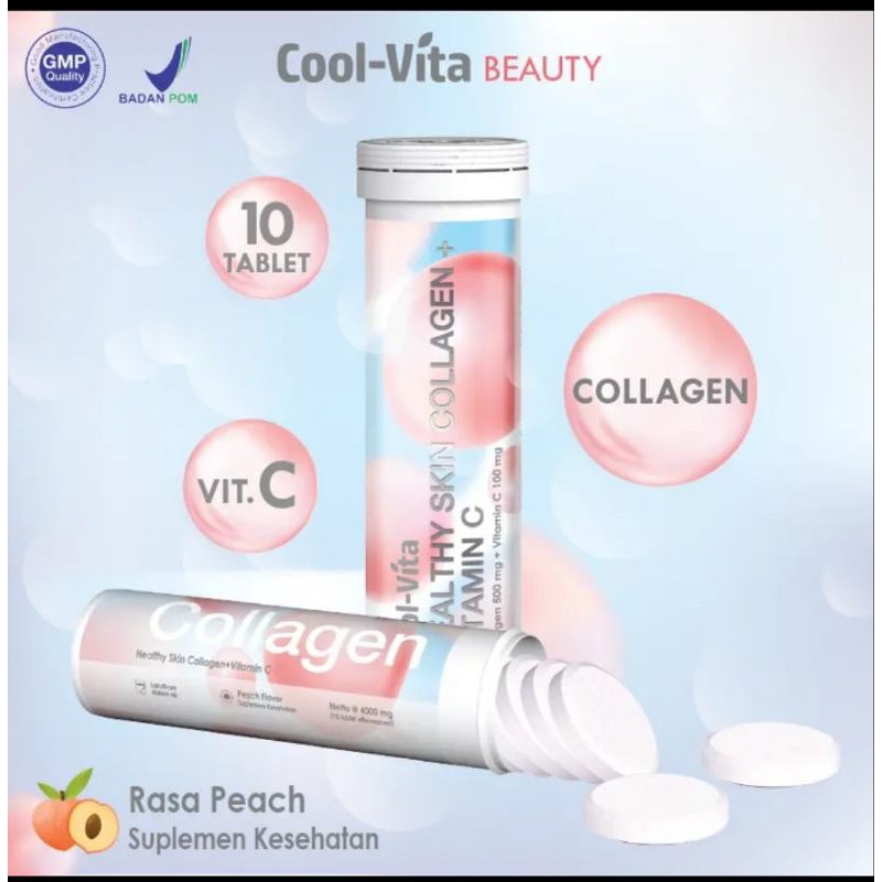 Jual COOLVITA HEALTY SKIN COLLAGEN + VITAMIN C 10 TAB MILK CALCIUM ...