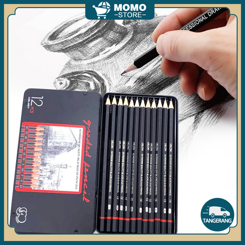 Jual 12 Pcs Charcoal Sketch Pencil Set 2H H F B HB 2B 3B 4B 5B 6B 7B 8B Pensil Sketsa Set ...