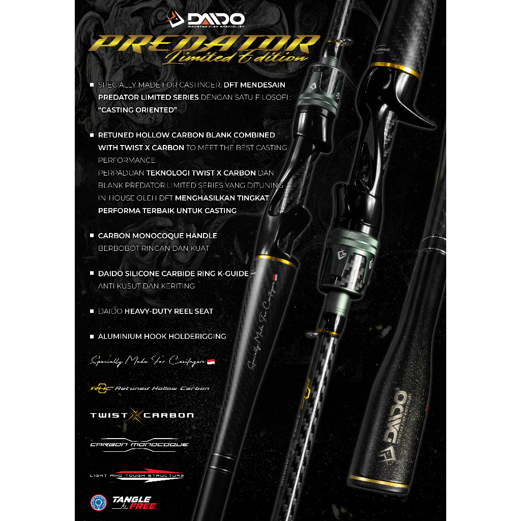 Jual JORAN DAIDO PREDATOR LIMITED EDITION CARBON HOLLOW 198CM SP DAN BC ...