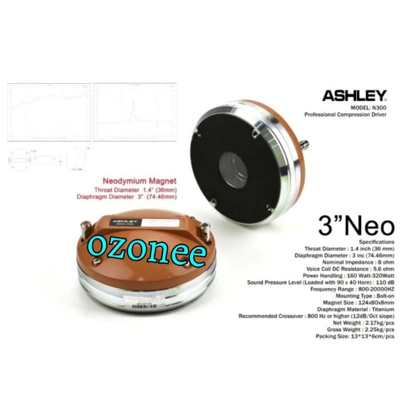 Jual Tweeter Ashley N 300 Original Driver Neodymium Ashley N300 3 Inch ...