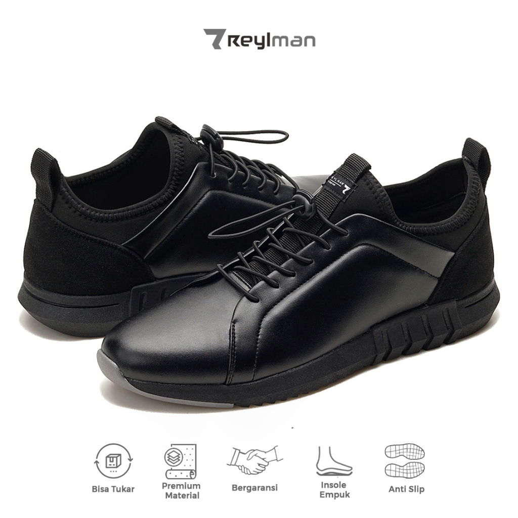 Jual Sepatu Sneaker Pria Casual REYLMAN Flexi Black | Shopee Indonesia