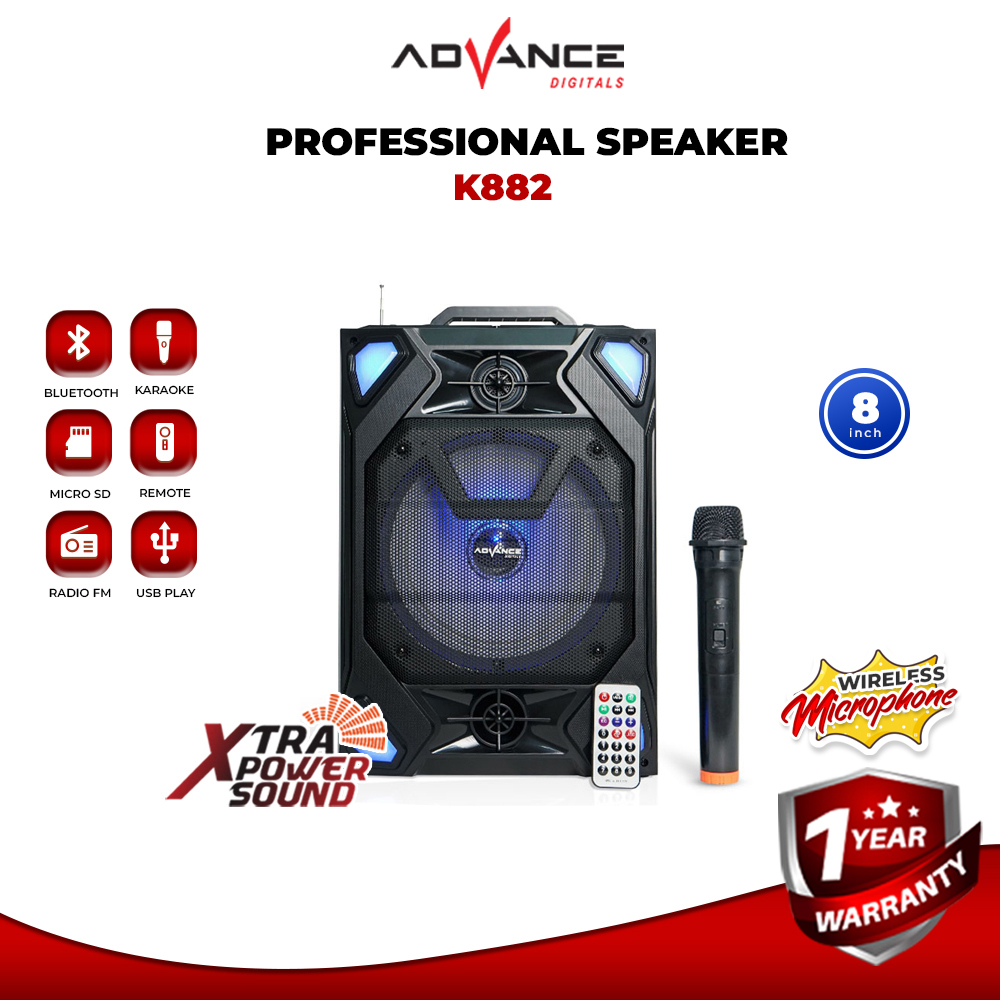 Jual Advance K882 Speaker Bluetooth Salon Aktif Portabel 8" Ukuran Besar Gratis Mic Garansi 1 ...