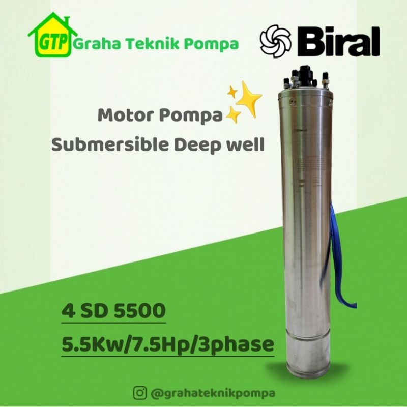 Jual Biral Motor Pompa Submersible Deep Well Type 4 SD 5500 pompa celup ...