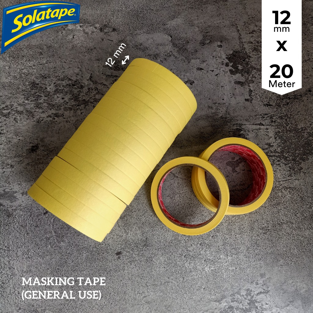 Jual LAKBAN KERTAS KECIL / MASKING TAPE / 12 MM X 20 METER / 12 PCS ...