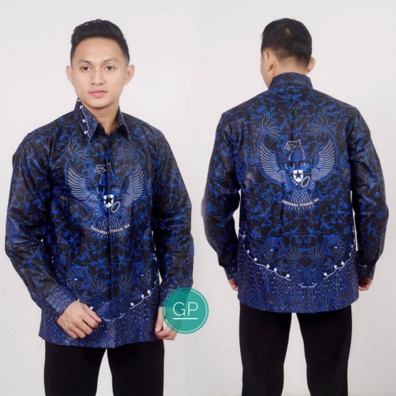 Jual KEMEJA BATIK MOTIF GARUDA PANCASILA PAKAI FURING BAJU BATIK MOTIF ...