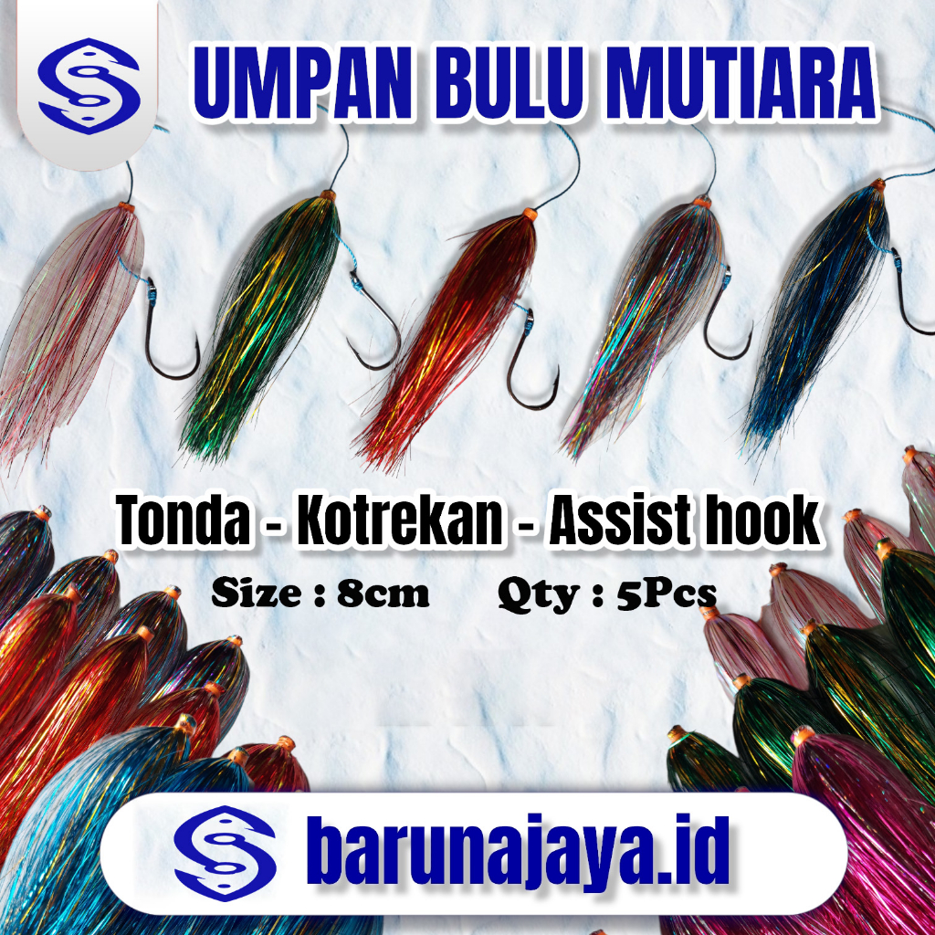 Jual BARUNA - 5Pcs Umpan Bulu Mutiara - Umpan Pancing Tonda Troling ...
