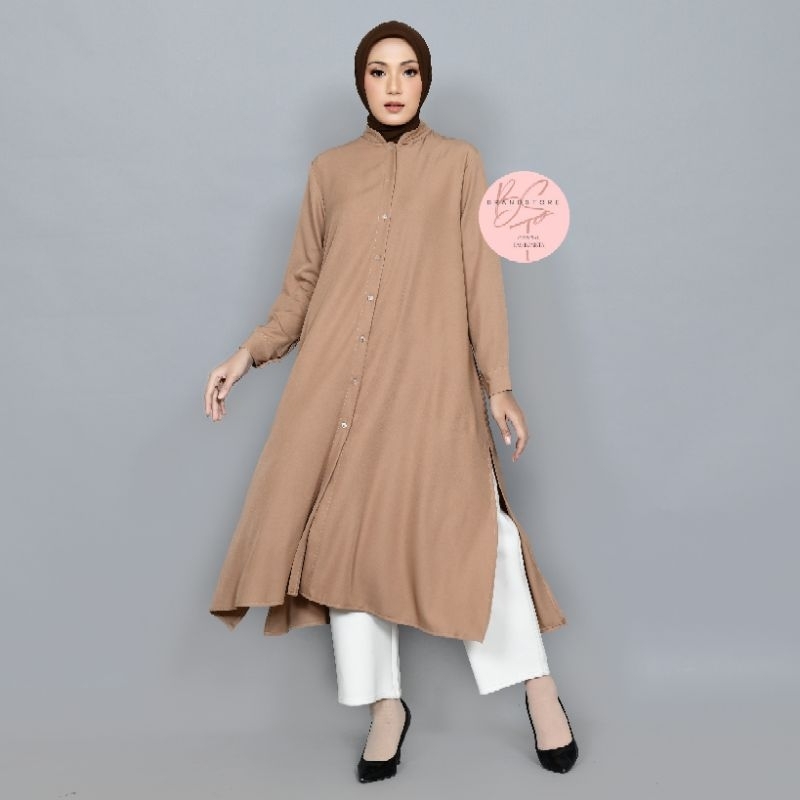 Jual BRANDSTORE - Long Tunik Shakila Botega & Crinkle Airflow Kemeja Wanita Polos Panjang Kasual ...