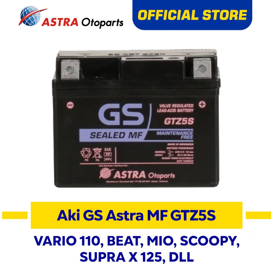 Jual Aki Motor GS ASTRA MF (GSMF-GTZ-5S) Beat Vario Scoopy | Shopee ...