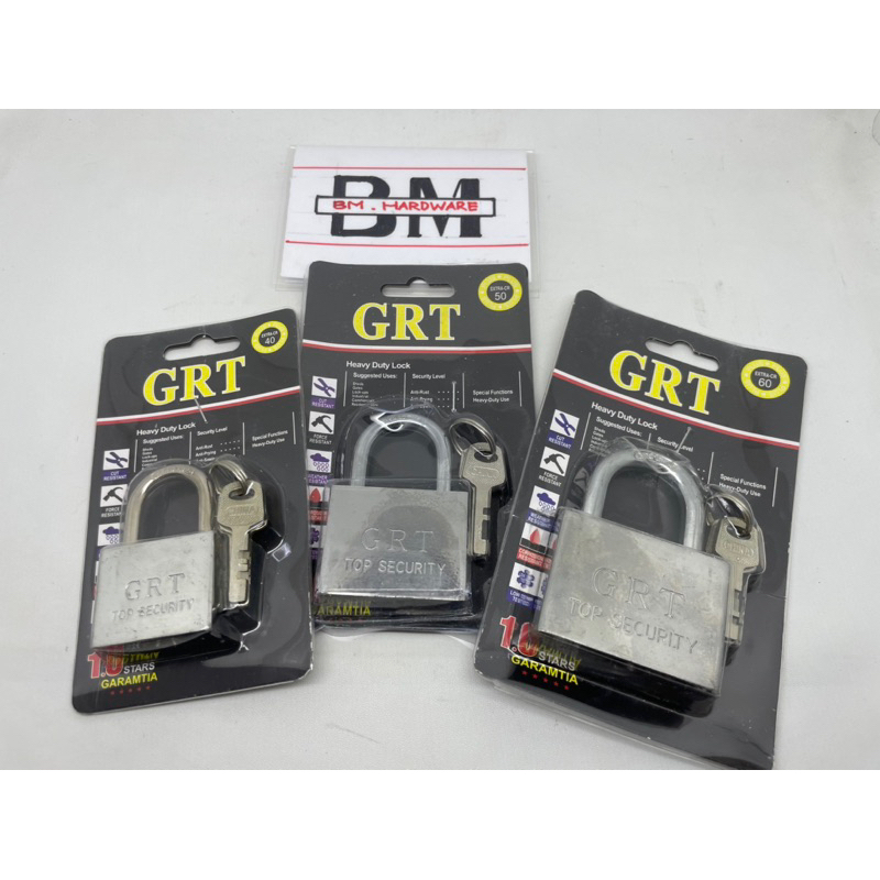 Jual Gembok Besi Putih GRT Blister Leher Pendek 40mm 50mm 60mm | Shopee ...