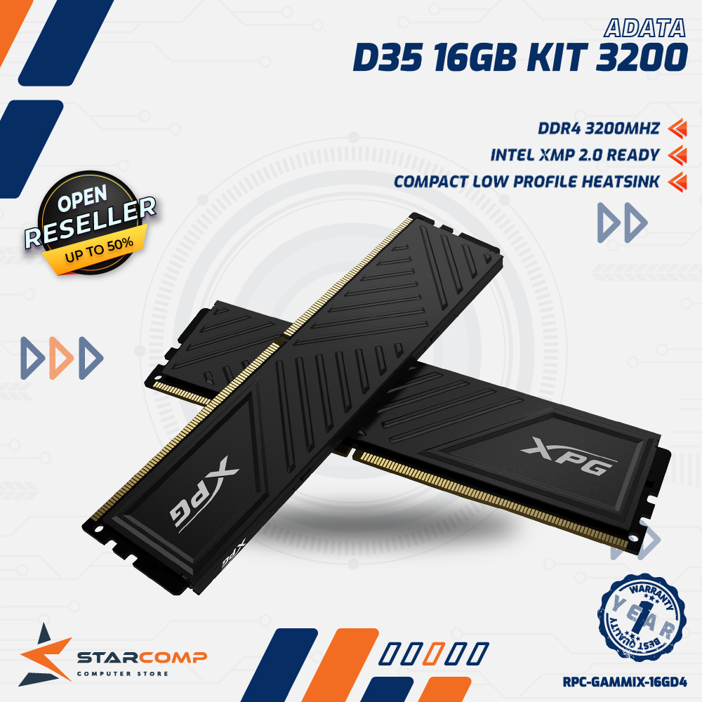 Jual ADATA XPG GAMMIX D35 16GB KIT 3200MHz (2x8GB) Black / White Ram D ...