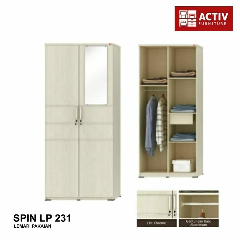 Jual Activ Lemari Pakaian Minimalis - SPIN LP 231 - Wardrobe Baju Kaca ...