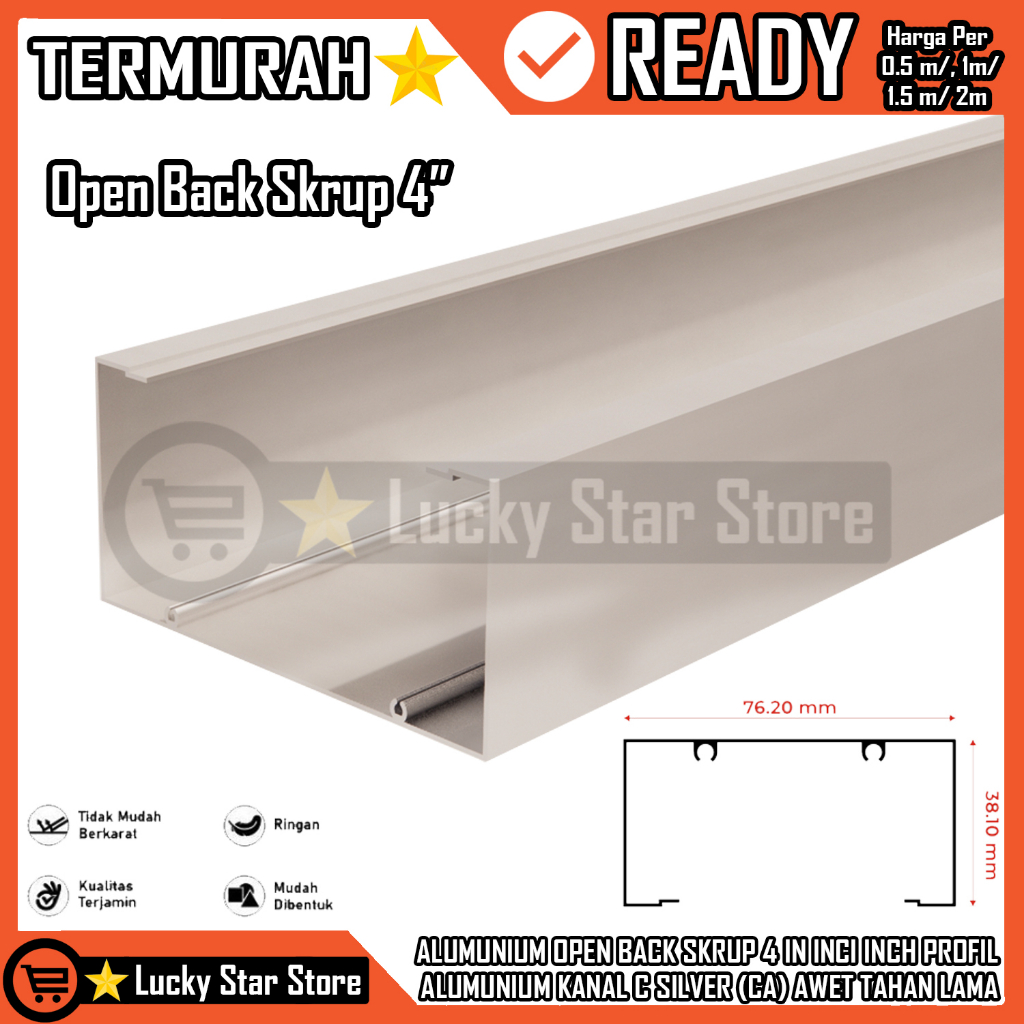 Jual ALUMUNIUM OPEN BACK OPENBACK SKRUP 4 IN INCI INCH INCHI PROFIL ...