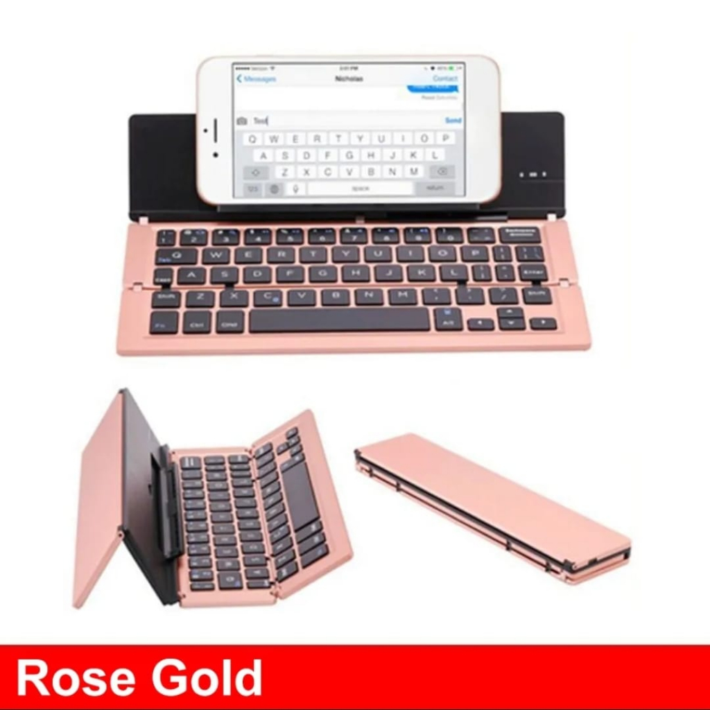 Jual Folding Bluetooth Wireless Keyboard Stand Smartphone Tablet ...