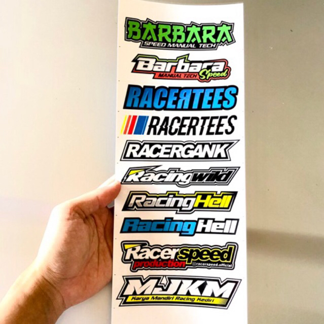 Jual sticker pack racinghell racertees vertikal barbara mjkm racingwild ...