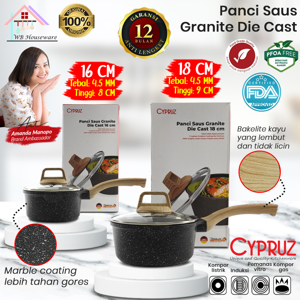 Jual panci saus pan tebal + tutup cypruz 16/18cm / panci induksi ...