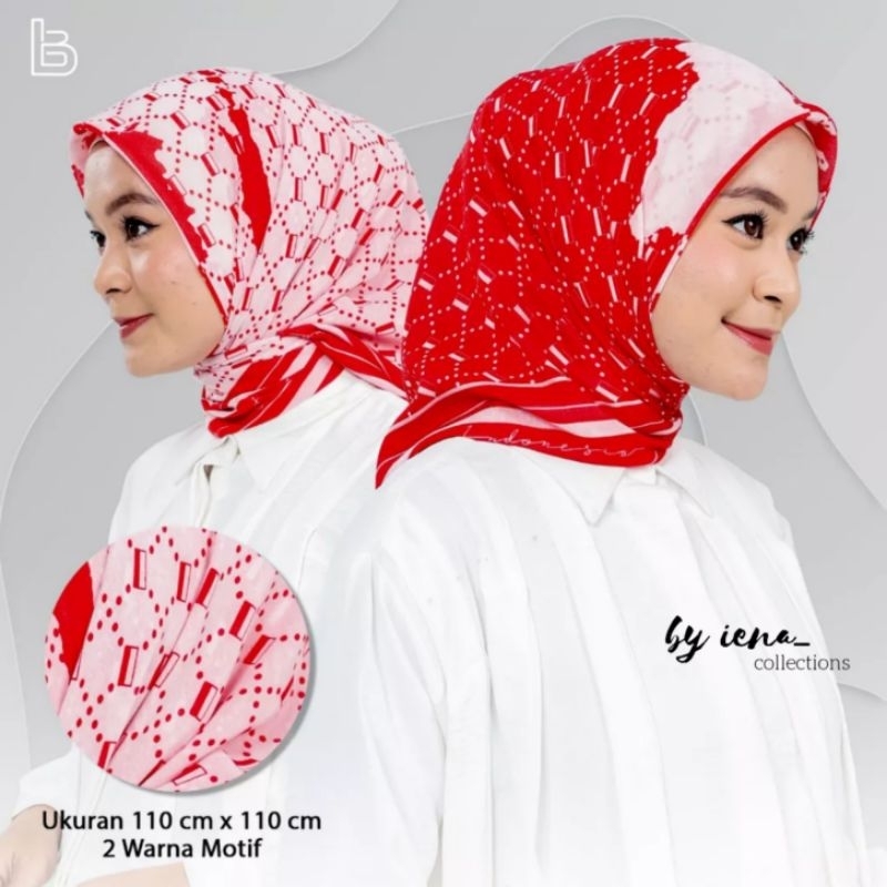 Jual Jilbab voal merah putih segiempat motif kemerdekaan square umama ...