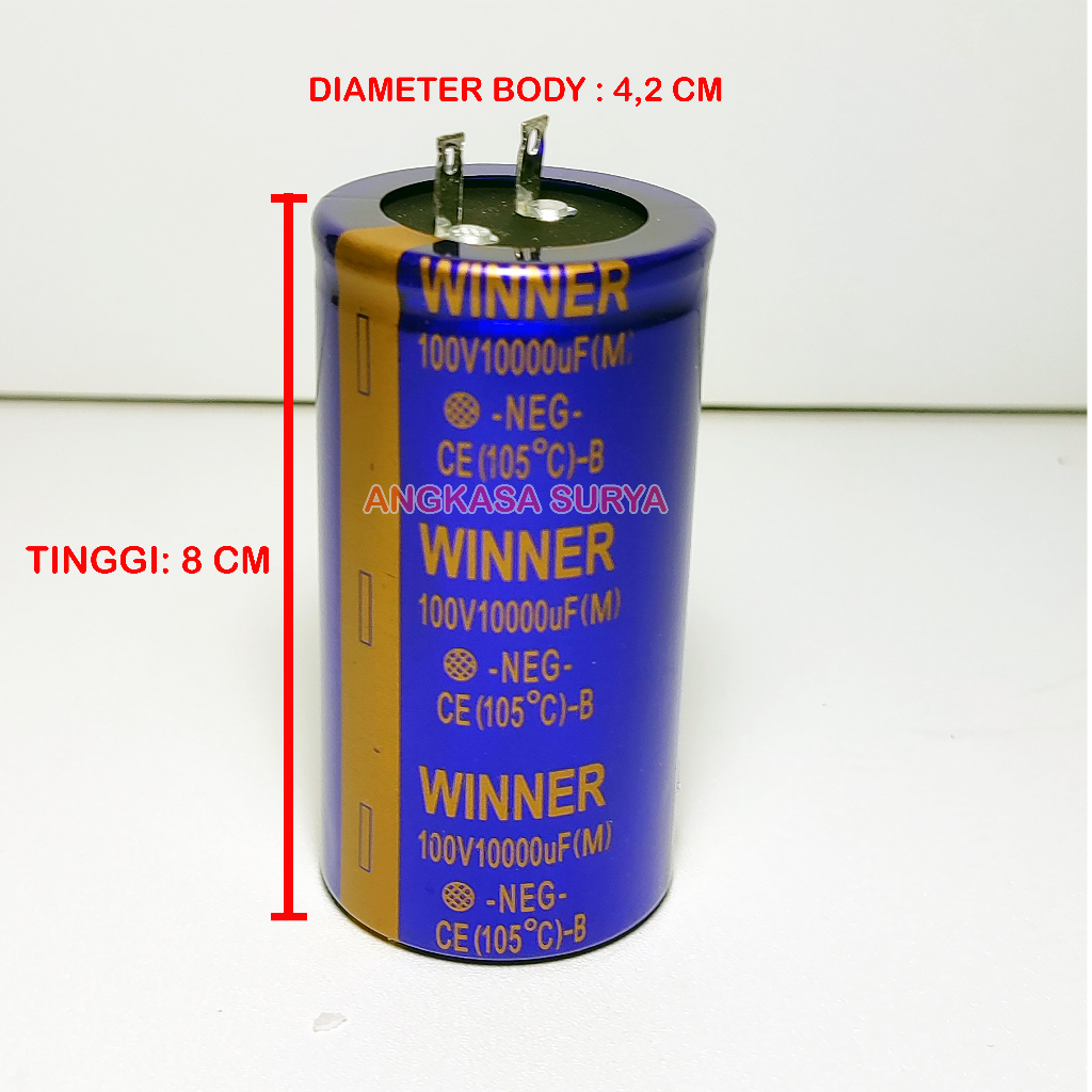 Jual ELCO 10000UF 100V WINNER BIRU/ CAPASITOR KAPASITOR CONDENSATOR ...