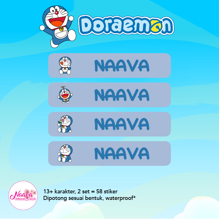Jual STIKER LABEL PENSIL NAMA ANAK - DORAEMON | Shopee Indonesia