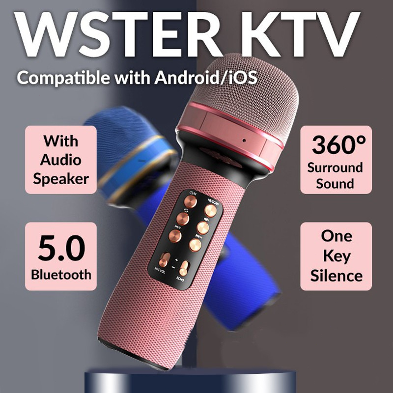 Jual KTV Microphone Speaker kabel microphone Wireless Bluetooth Karaoke Player Extra Bass ...